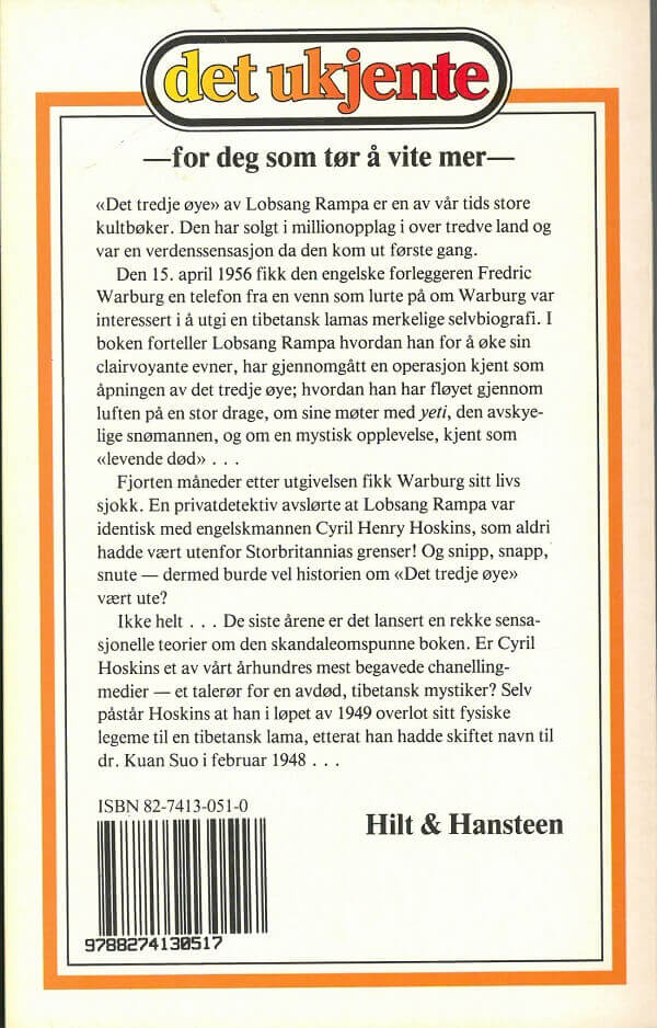 Det tredje øye - en tibetansk lamas selvbiografi (brukt bok ...